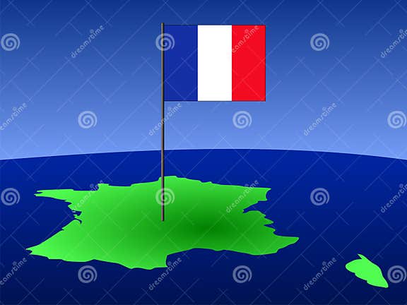 French flag on map stock vector. Illustration of symbol - 3164879