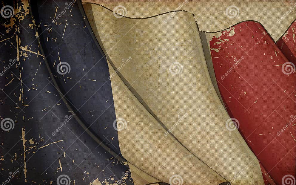 French Flag Old Paper Background Stock Illustration - Illustration of ...