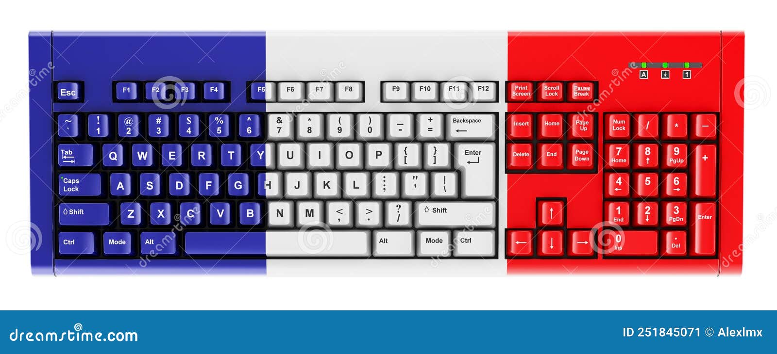 French Flag Painted on Computer Keyboard. 3D Rendering Stock ...