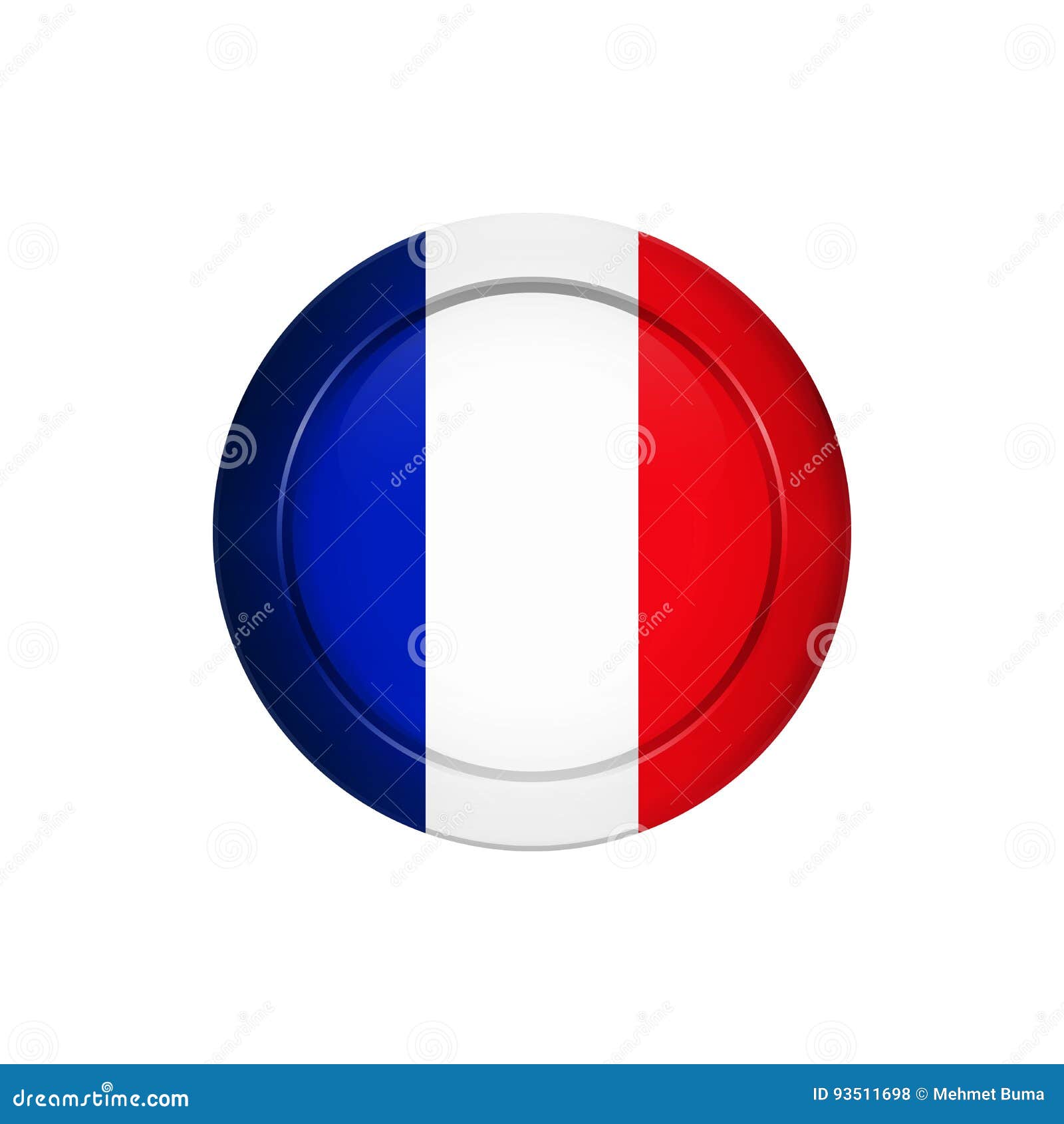 French Flag on the Round Button, Illustration Stock Vector ...