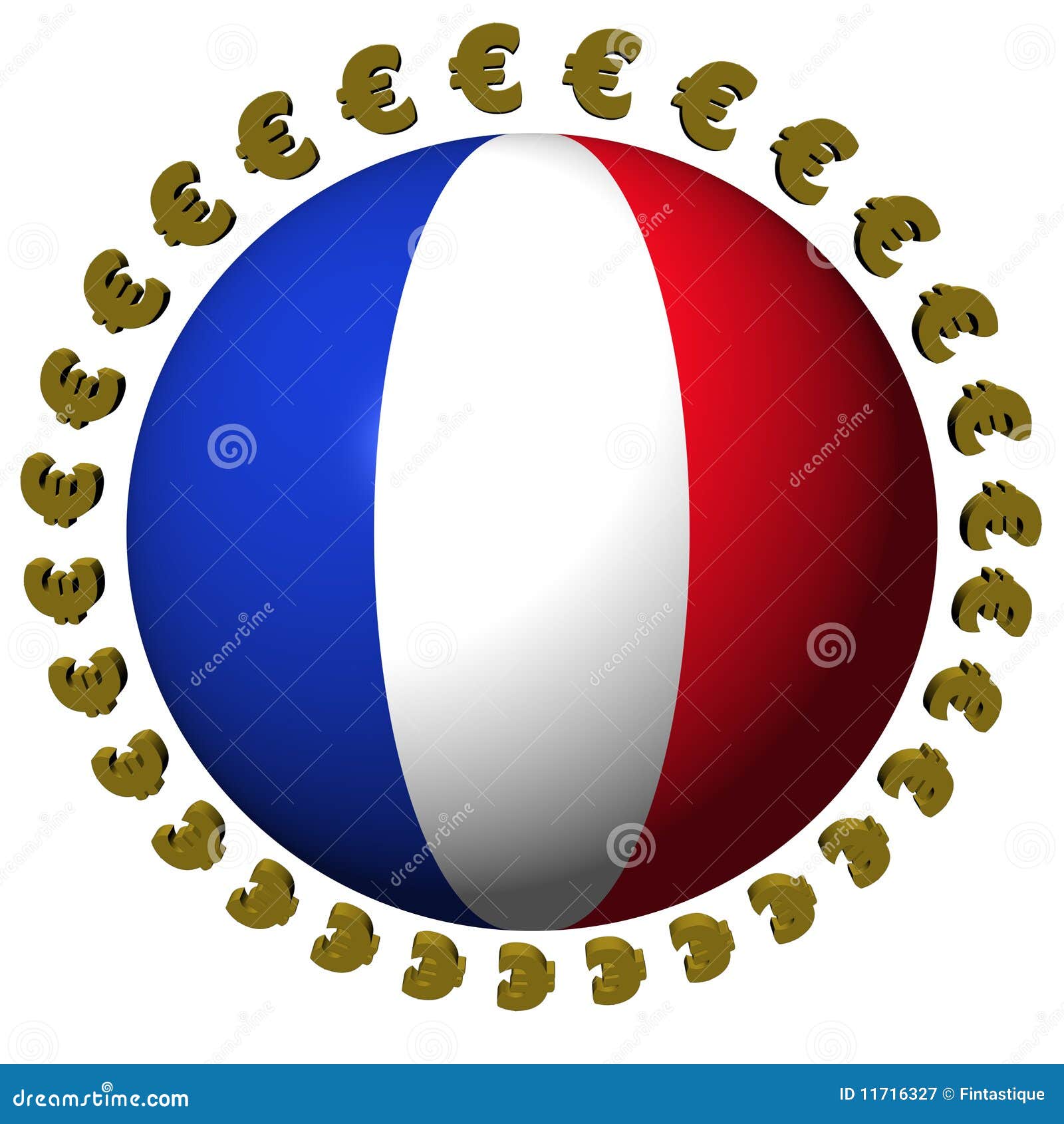 French Flag Sphere with Euros Stock Illustration - Illustration of ...