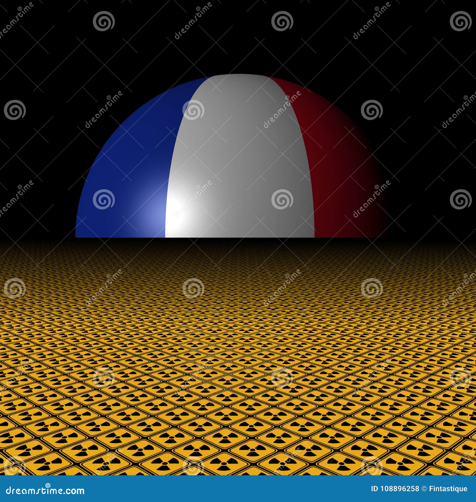 French Flag Sphere and Radioactive Warning Signs Illustration Stock ...