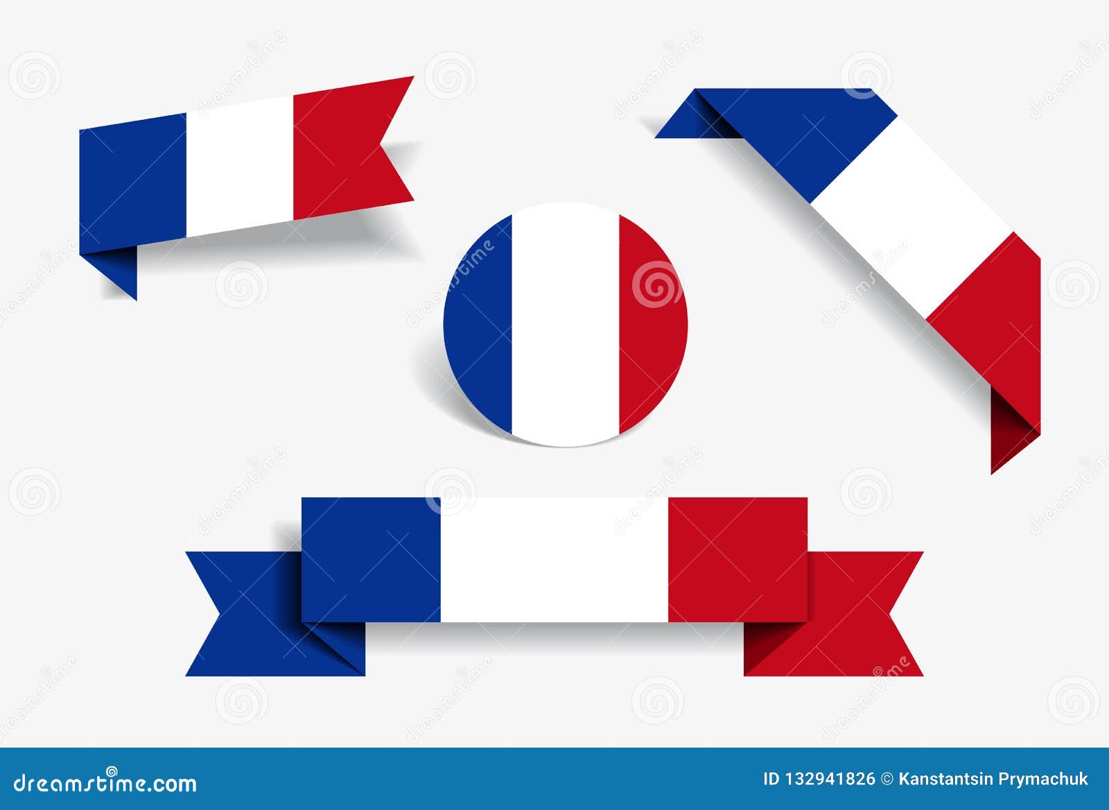 French Flag Stickers and Labels. Vector Illustration. Stock Vector ...