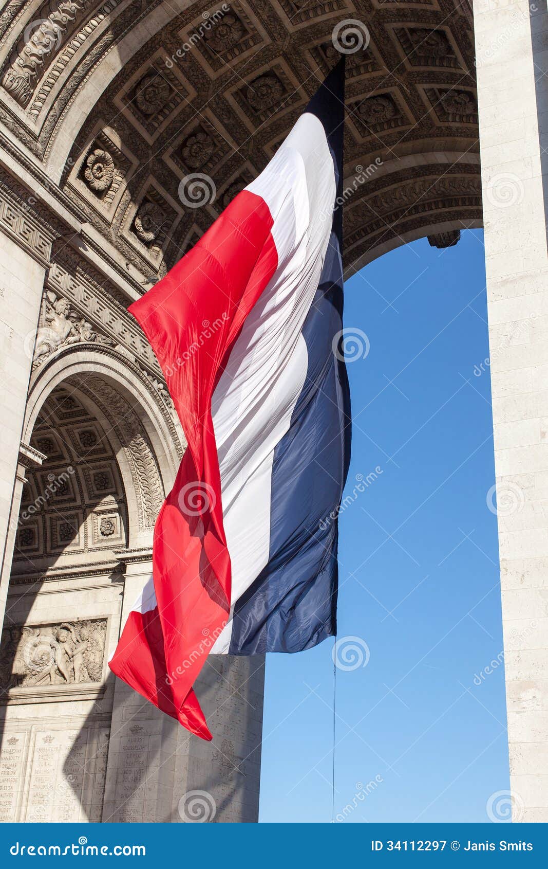 French Flag Triumphal Arch. Stock Image - Image of city, paris: 34112297