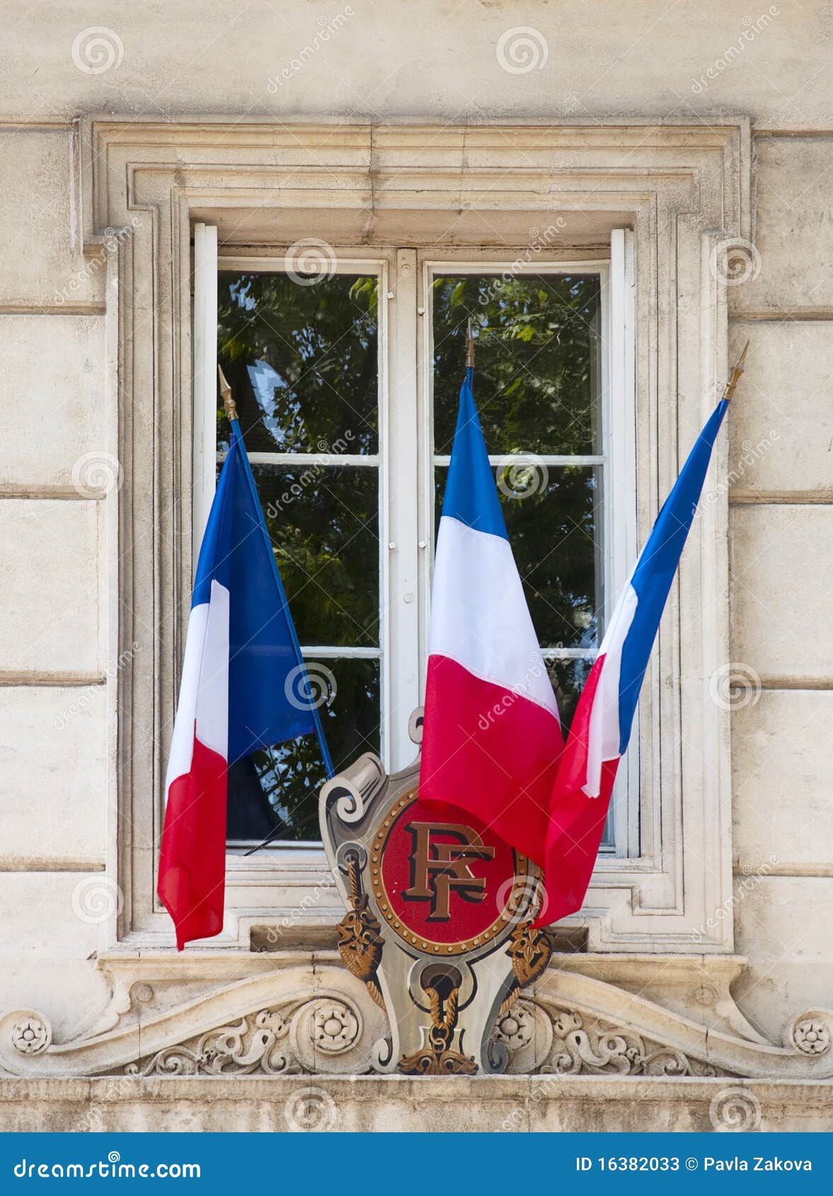 French flags on window stock image. Image of blue, town - 16382033