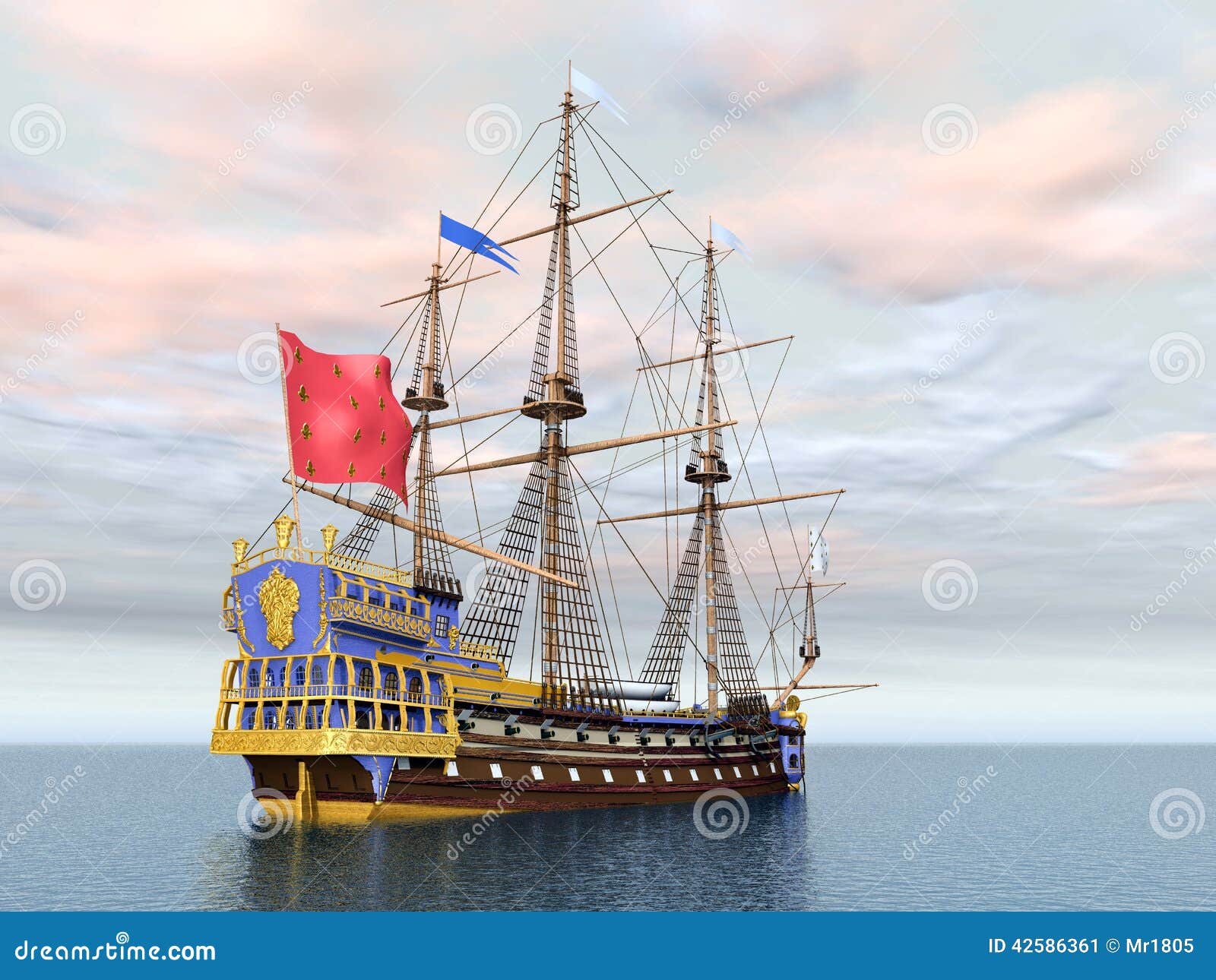 French Flagship La Sirene Of The 19th Century Royalty-Free Cartoon ...