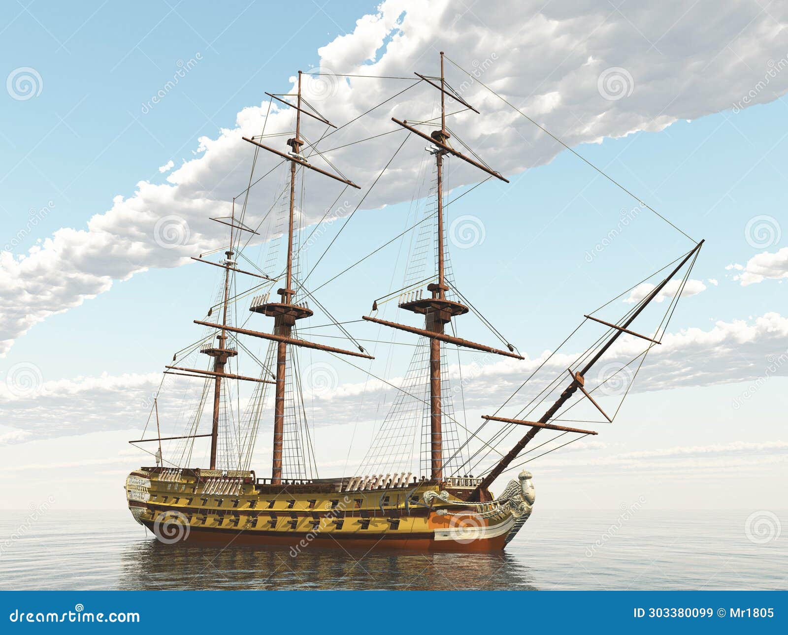 French Flagship La Sirene Of The 19th Century Royalty-Free Cartoon ...