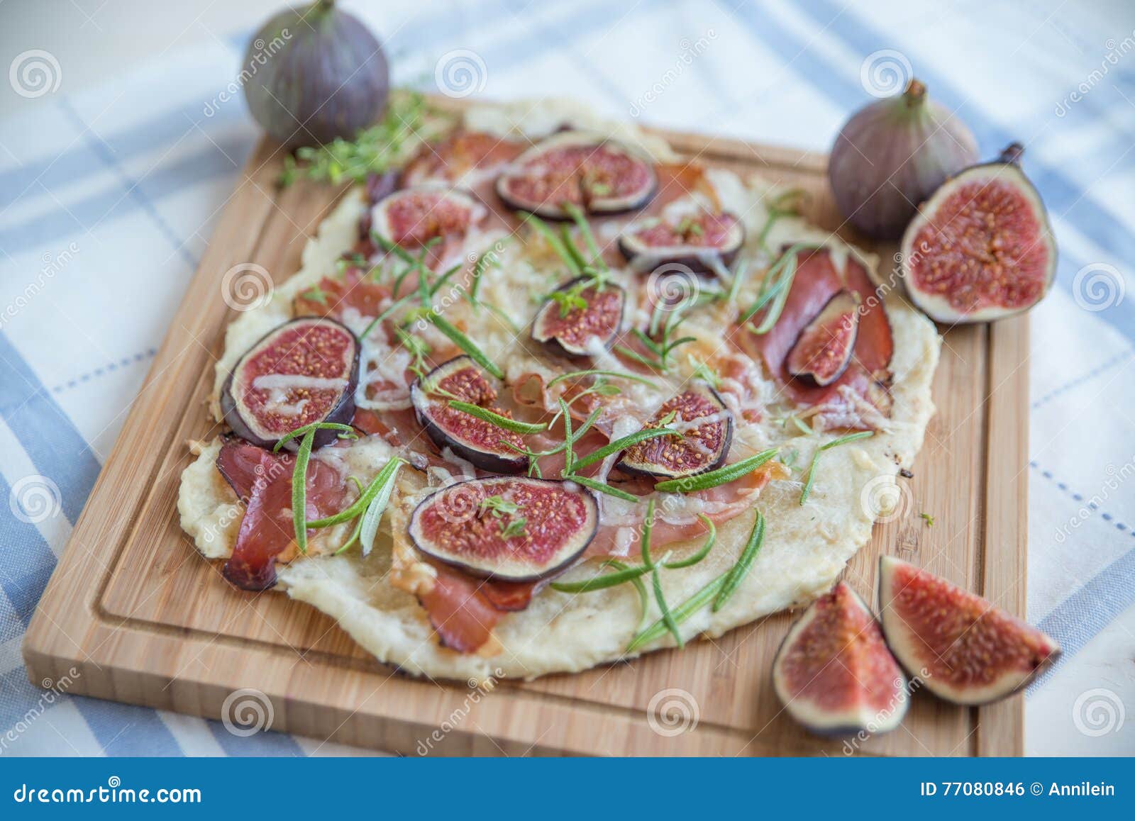 French Flammkuchen with Figs Stock Photo - Image of flambe, flamage ...