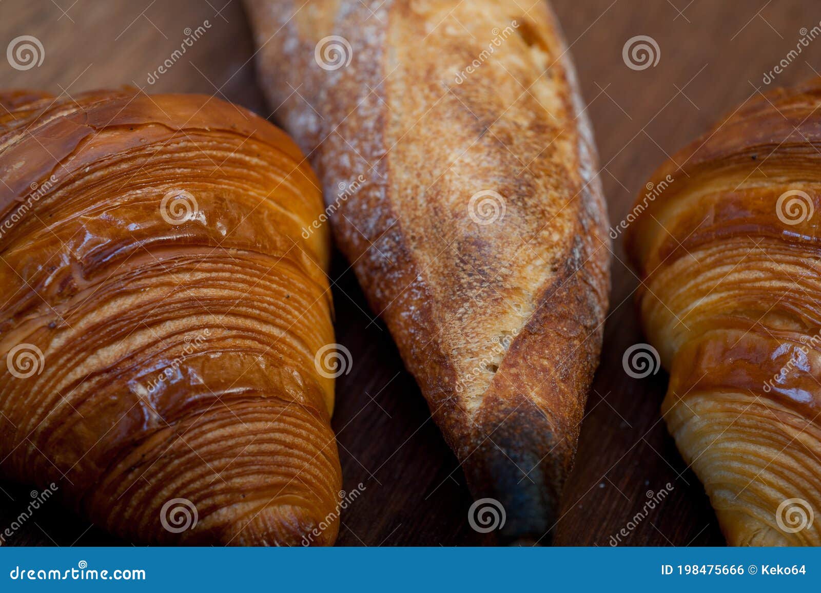 French Fresh Croissants and Artisan Baguette Stock Photo - Image of ...