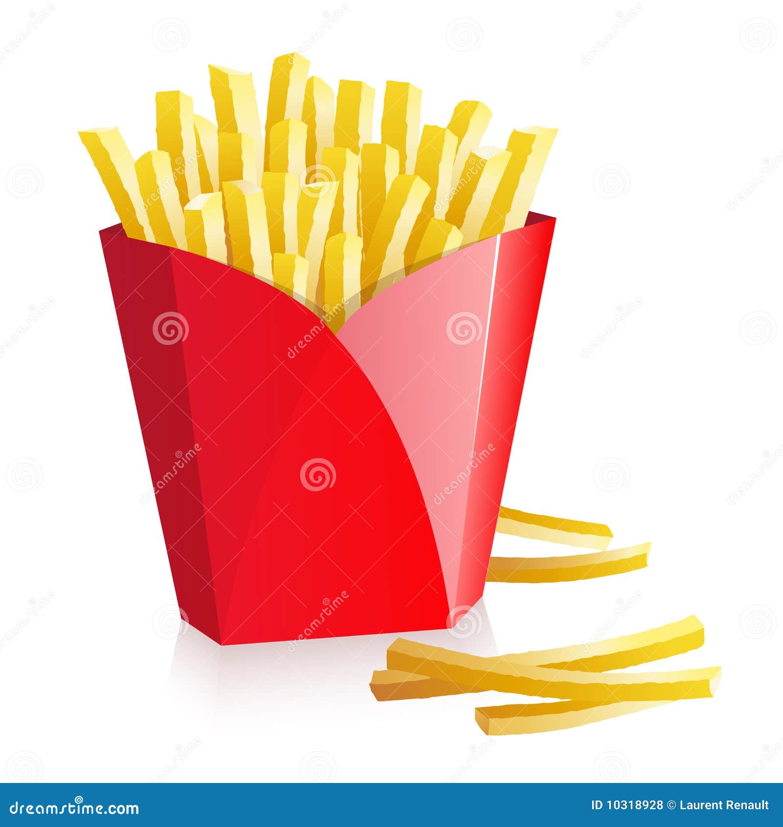 French Fries. Vector Color Illustration In Cartoon Style Freehand ...