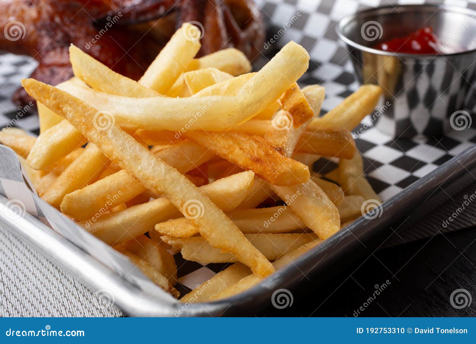 French fries on bbq tray stock photo. Image of background - 192753310