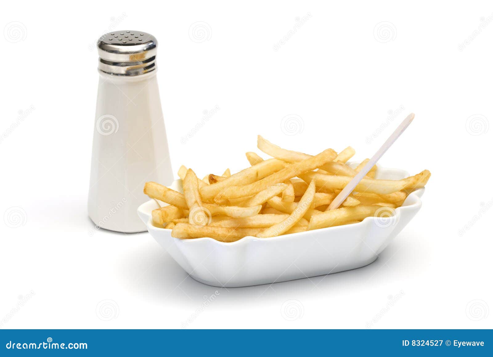 French Fries in Bowl and Salt Shaker Stock Image - Image of white ...
