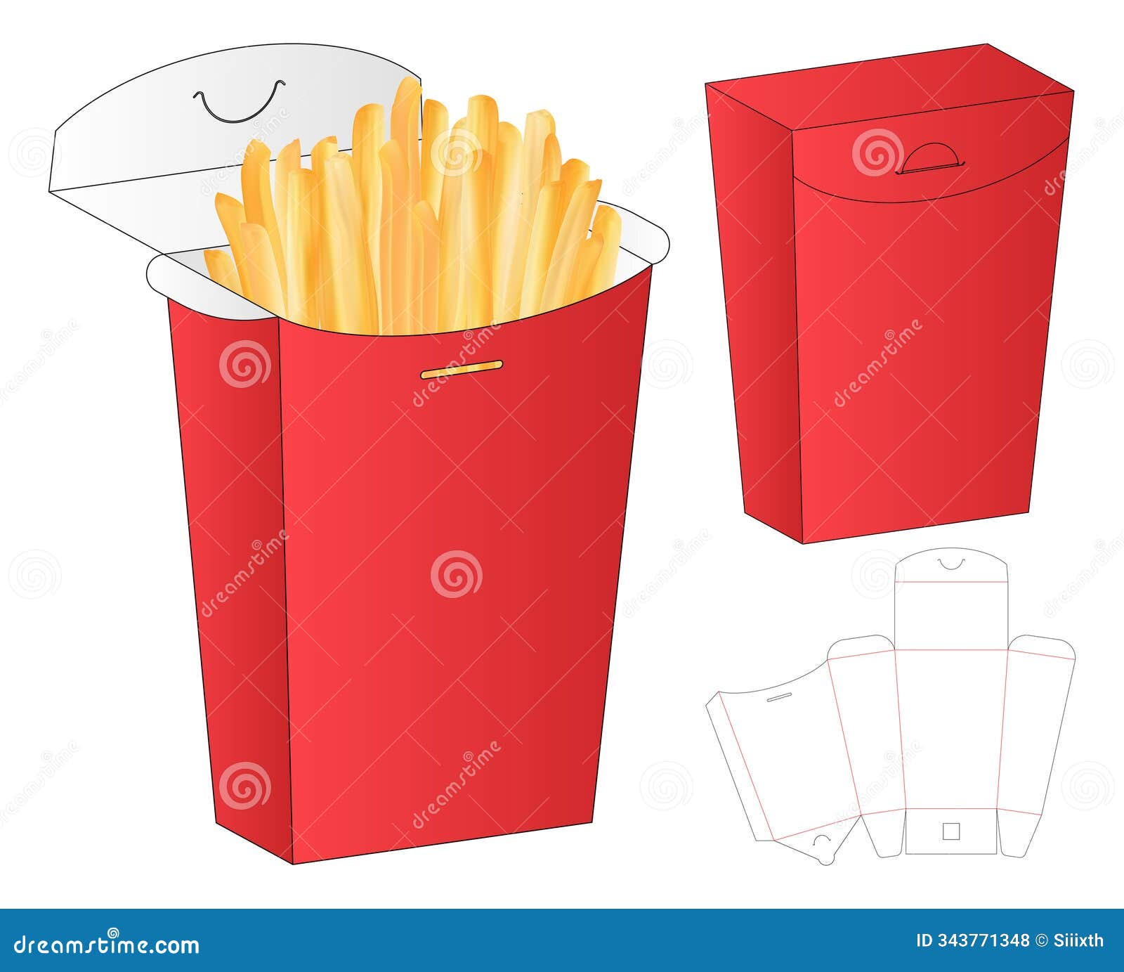 French Fries Box Packaging Die Cut Template Design Stock Vector ...