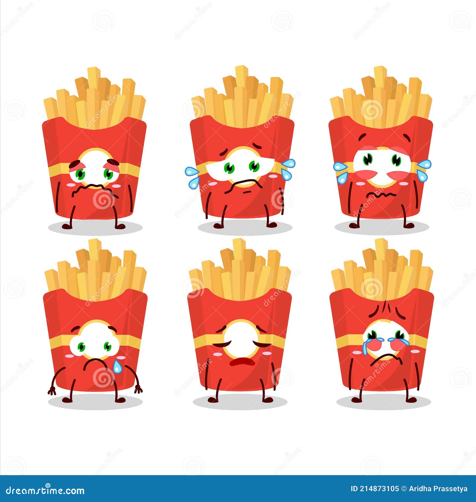 French Fries Cartoon Character with Sad Expression Stock Vector ...
