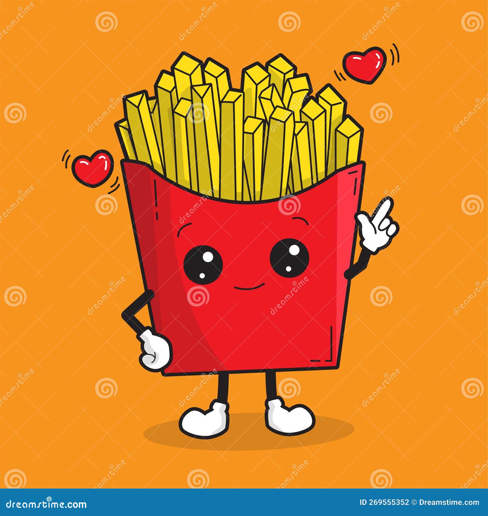 Cute French Fries Character Vector Design Stock Vector - Illustration ...