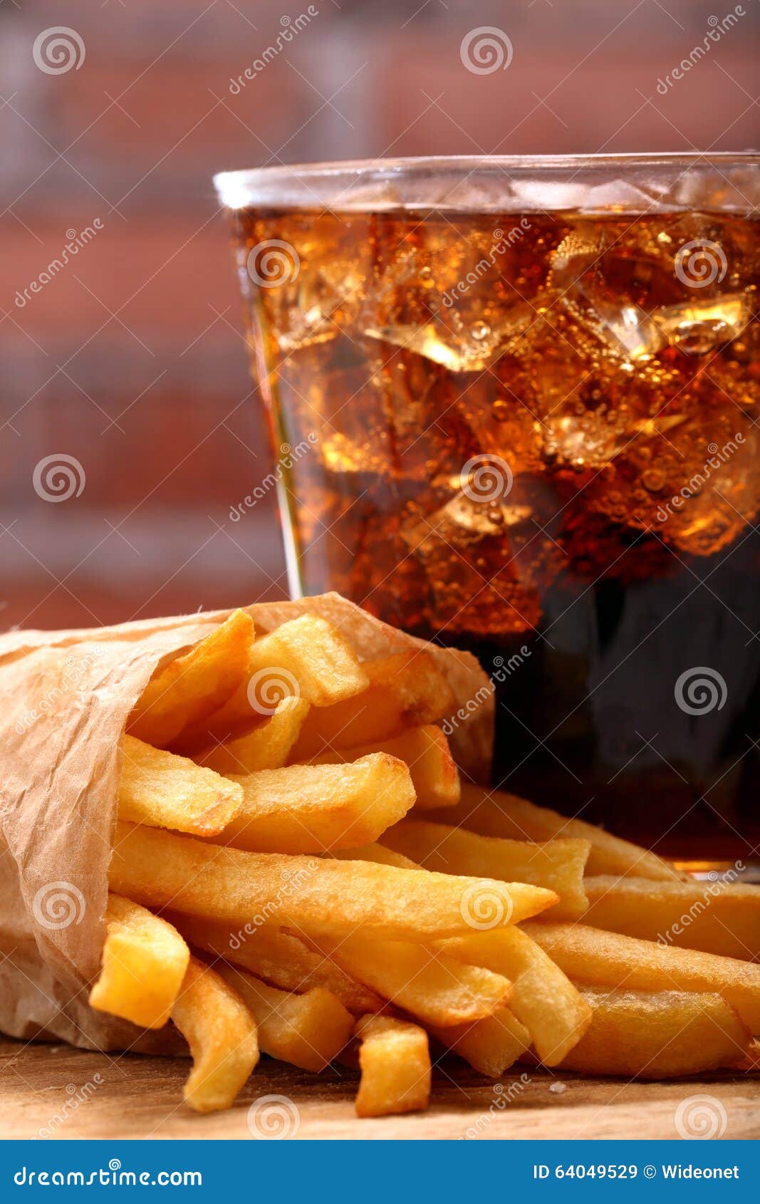 French Fries and Coke with Ice Stock Image - Image of restaurant, cold ...