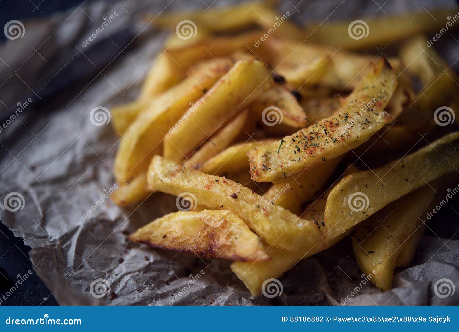 French Fries on Dark Background Stock Photo - Image of spice, meal ...
