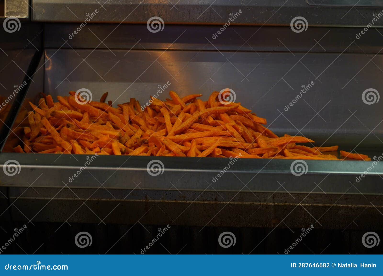 French Fries in Deep Fryer at Restaurant Kitchen Stock Photo - Image of ...