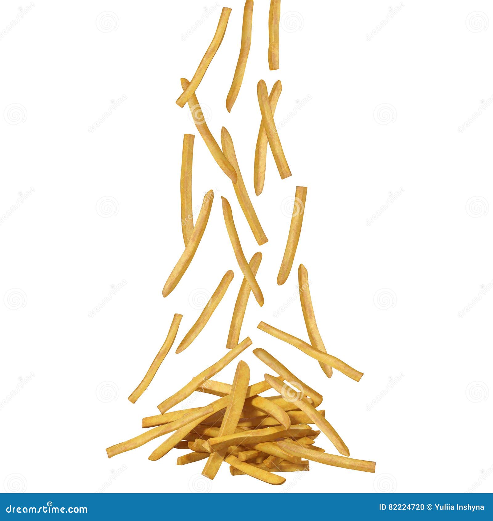 French Fries Falling 3d Illustration Stock Illustration - Illustration ...