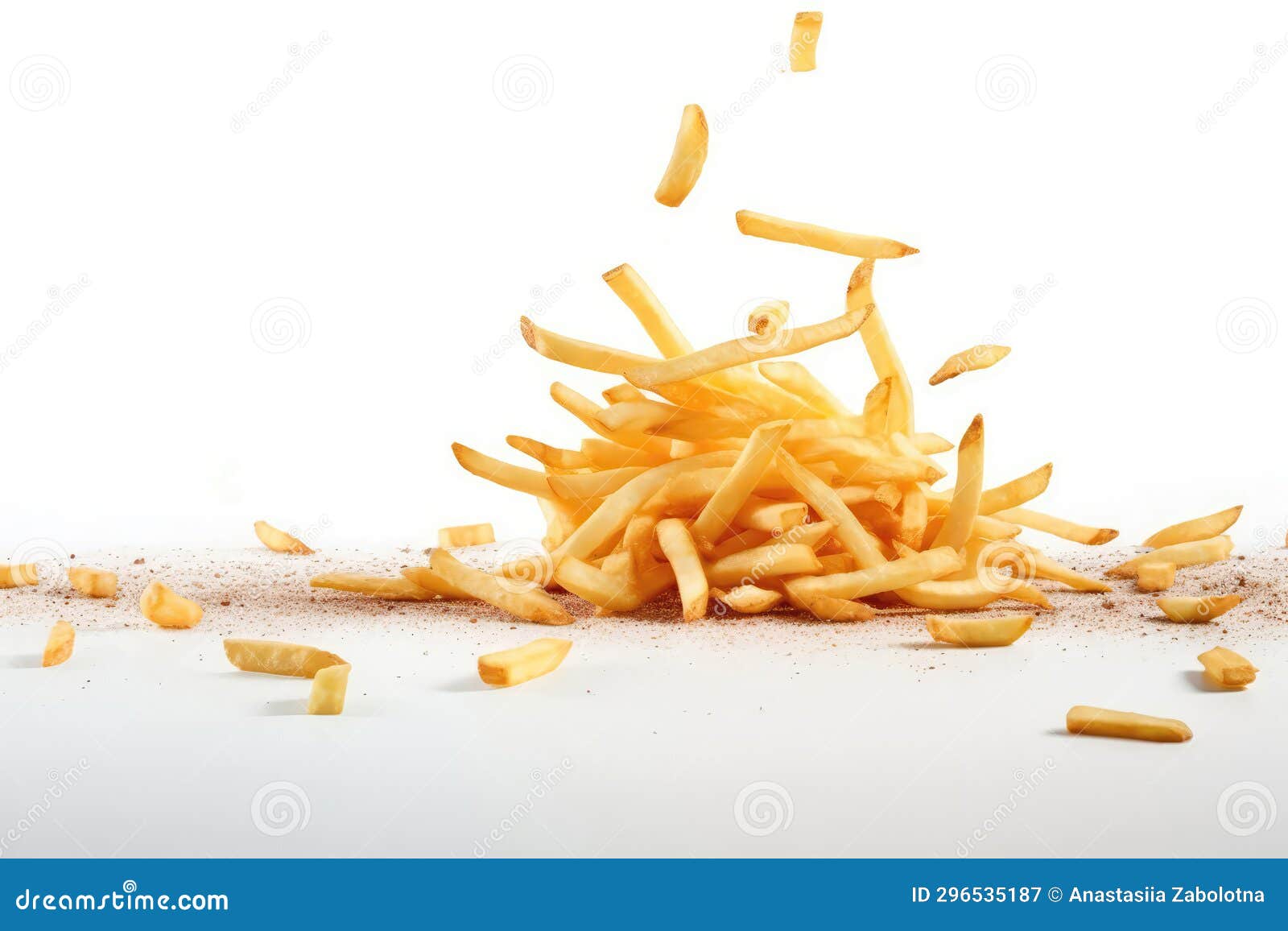 French Fries Flying on White Background, Floating in the Air ...