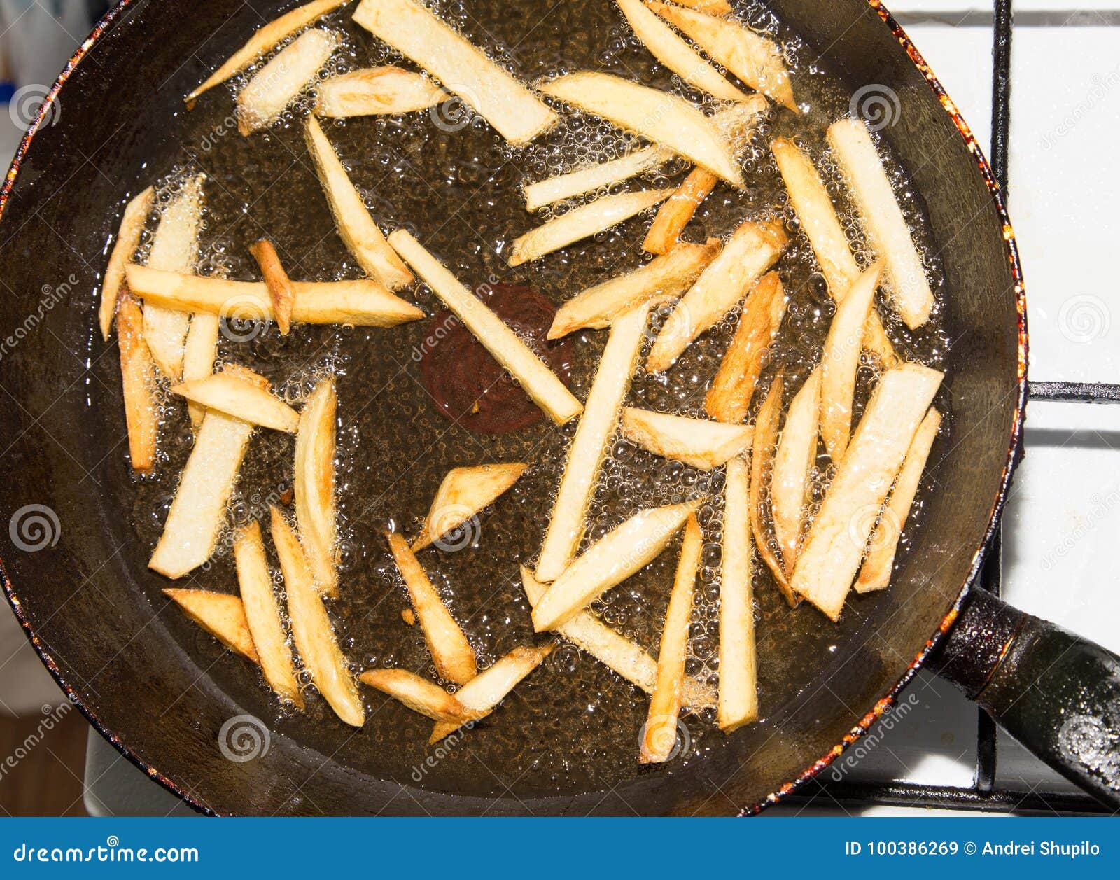 French Fries are Fried in a Pan Stock Image - Image of appetizer ...