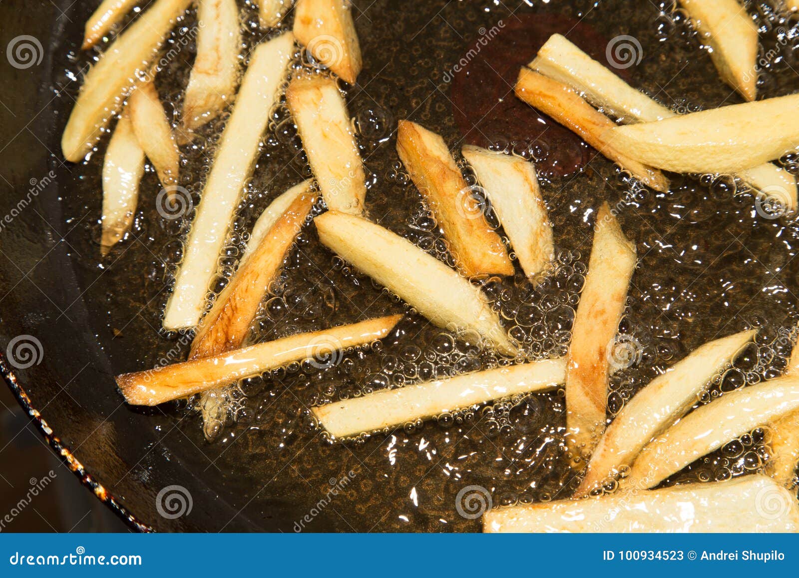 French Fries are Fried in a Pan Stock Image - Image of fatty, eating ...