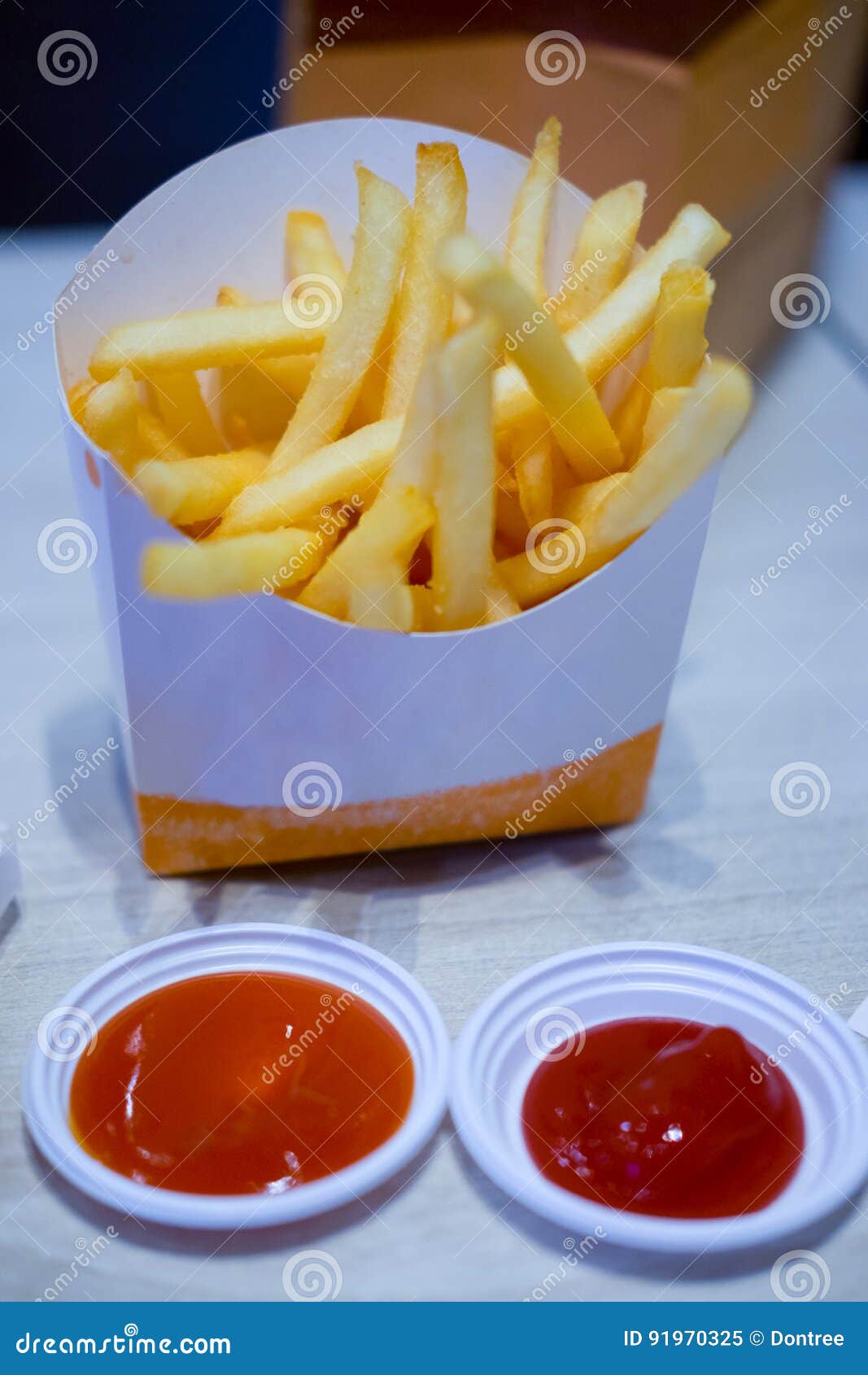 French Fries in a Generic White Take Out Container Stock Image - Image ...