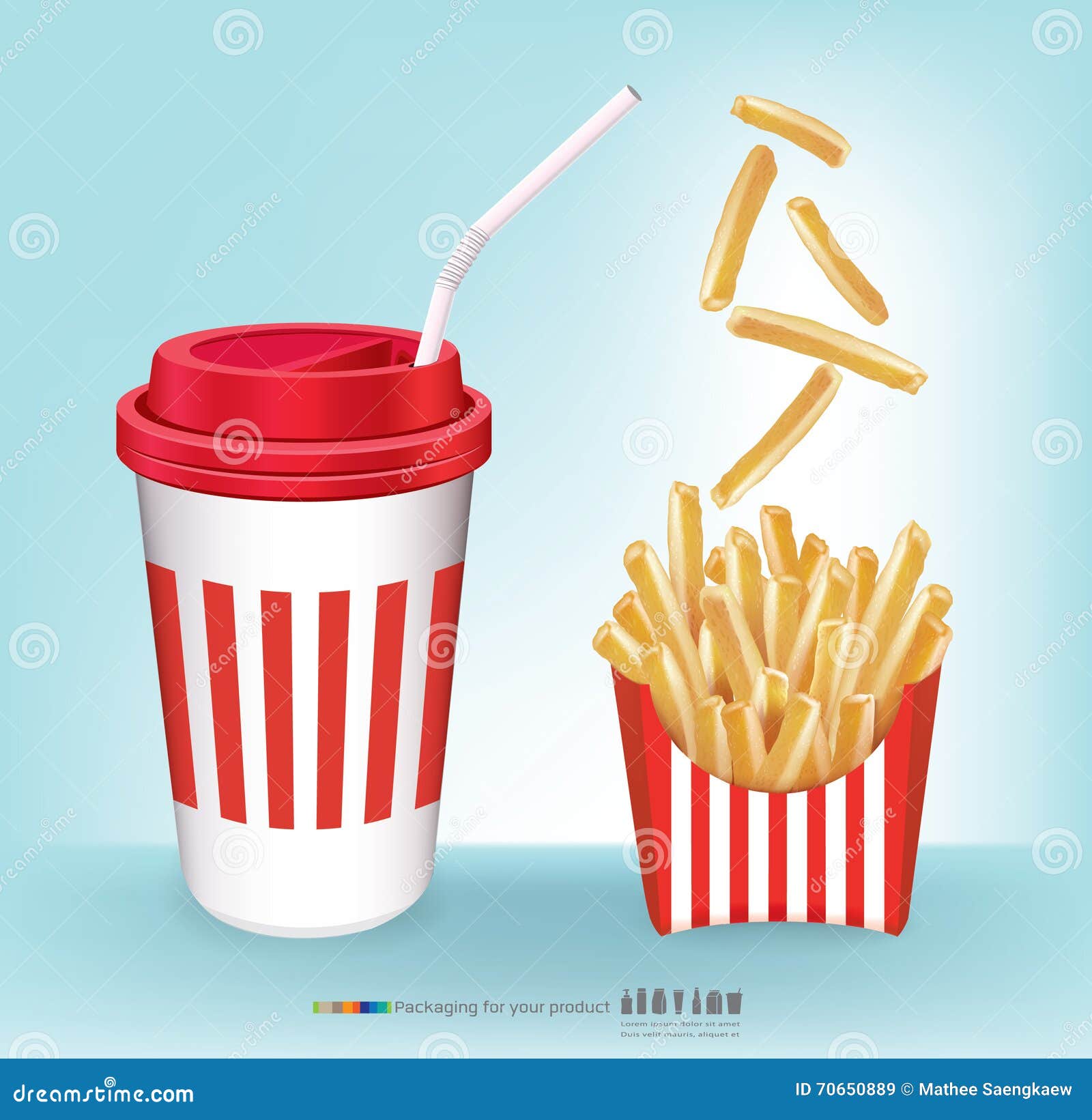 French Fries with a Glass of Water.vector Stock Vector - Illustration ...