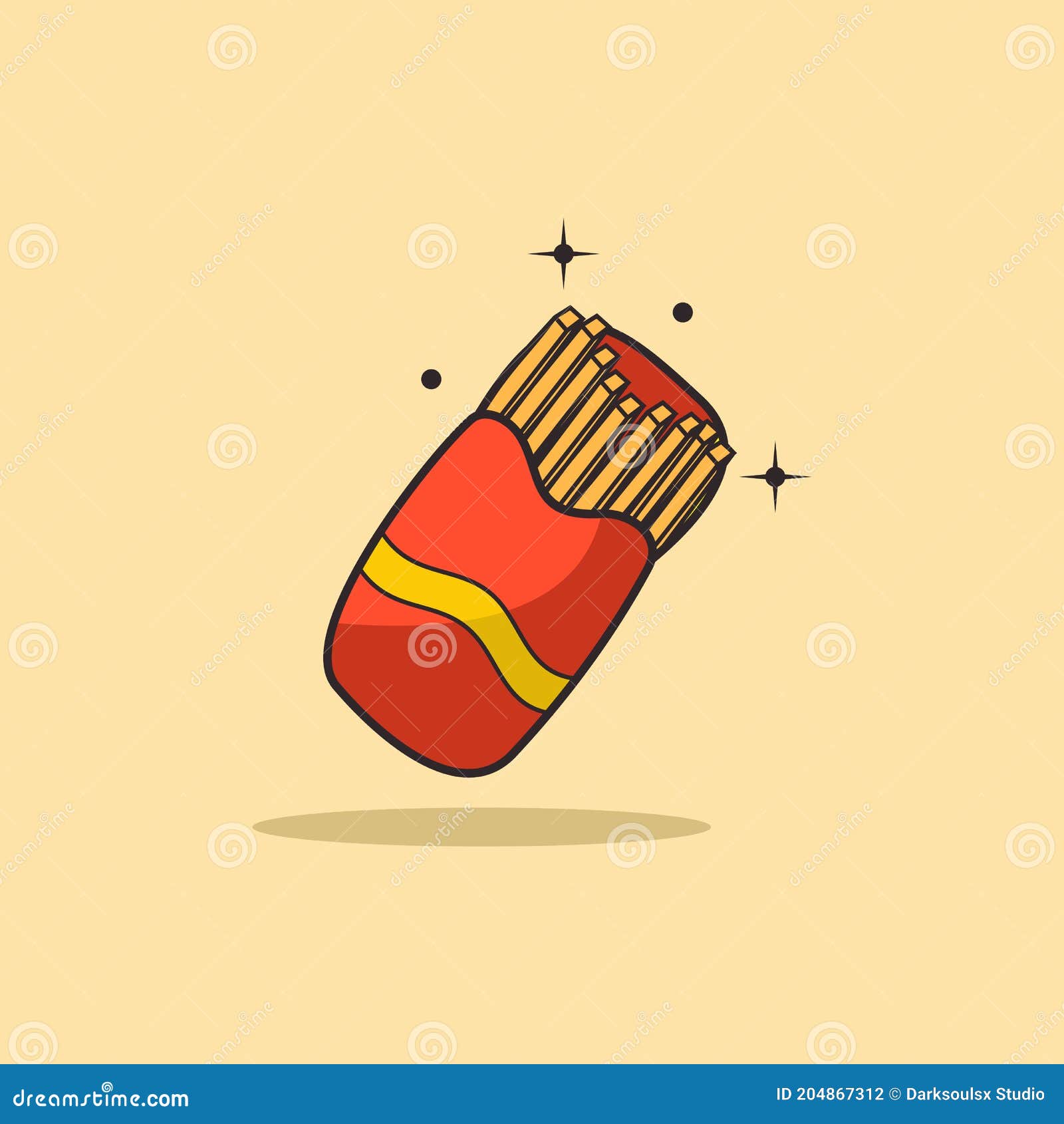French Fries Icon Cute Illustration Stock Vector - Illustration of ...