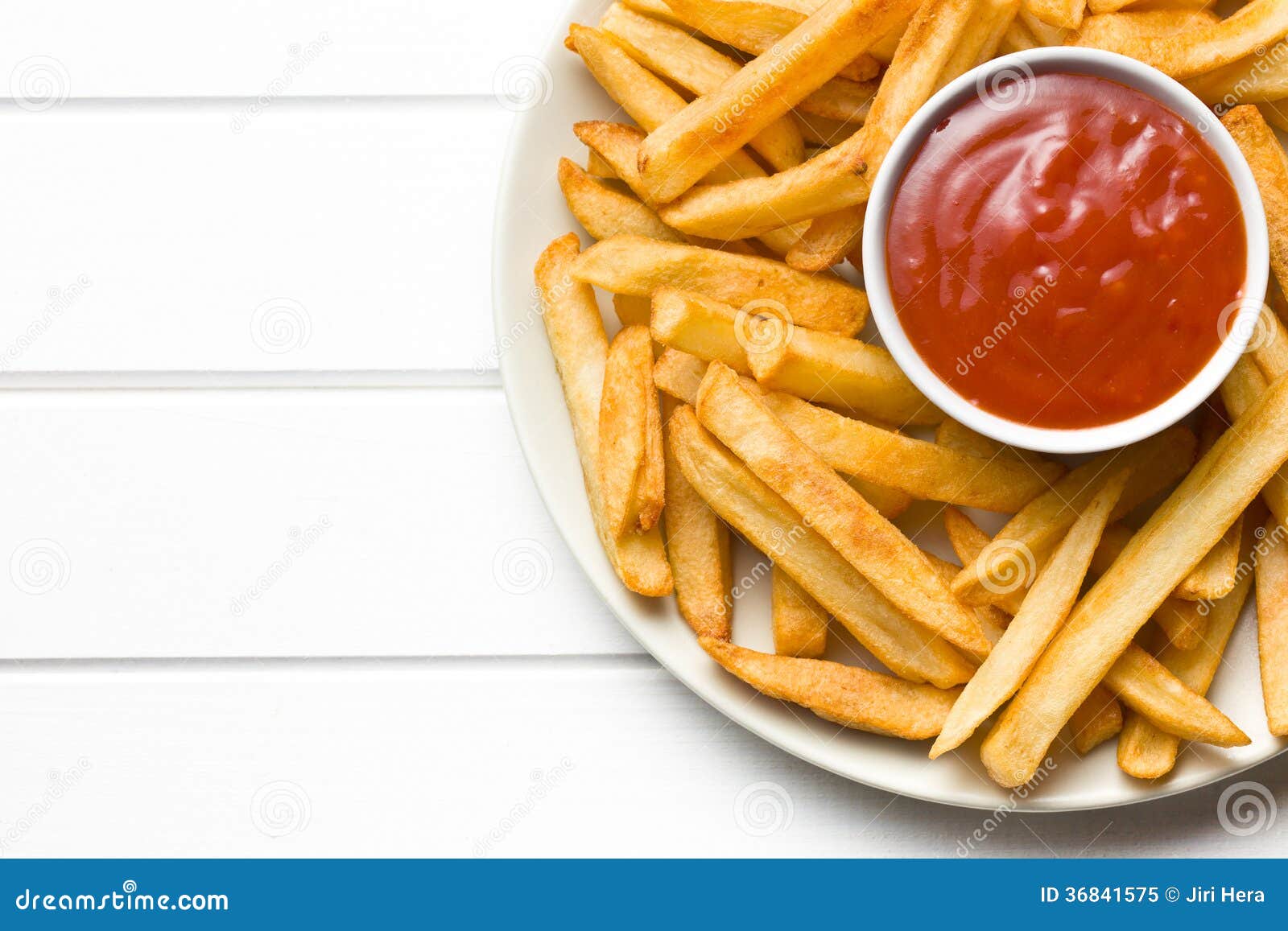 French Fries with Ketchup on Plate Stock Image - Image of potato, fries ...