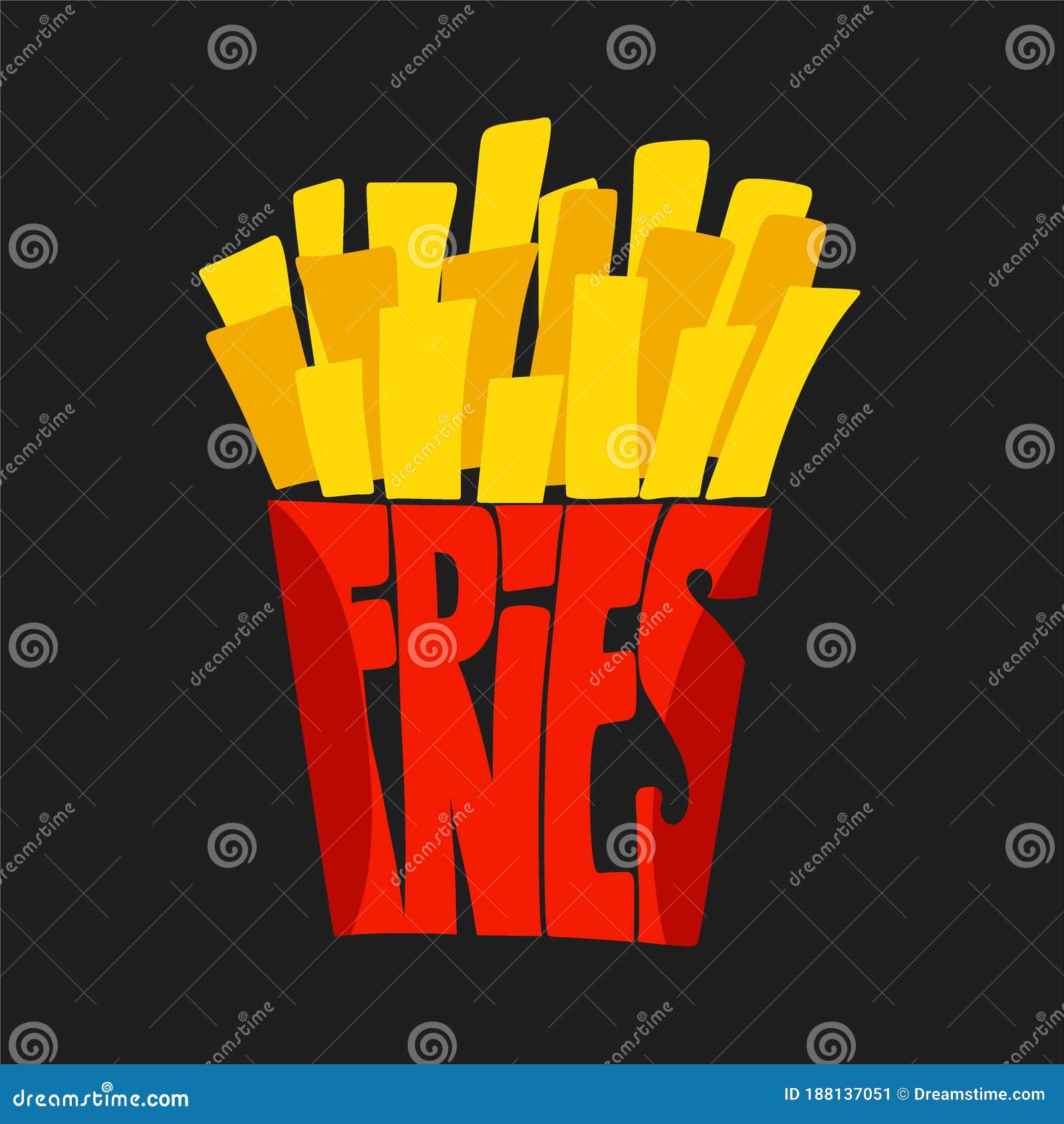 French fries lettering stock vector. Illustration of appetite - 188137051