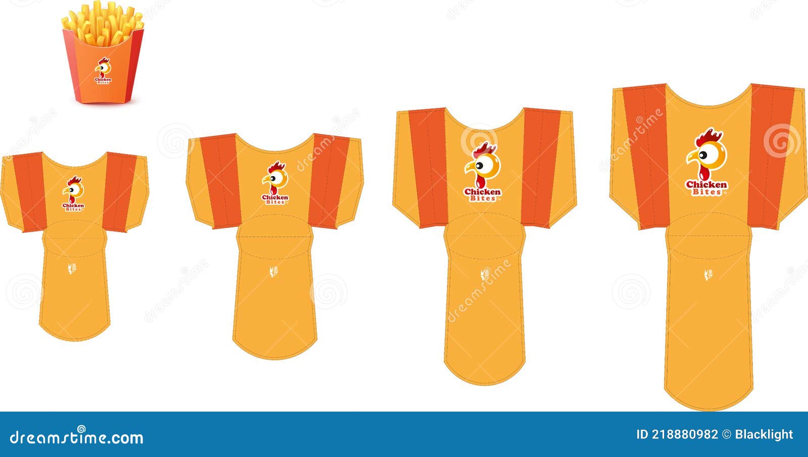 French Fries Packages in 4 Sizes Stock Vector - Illustration of craft ...