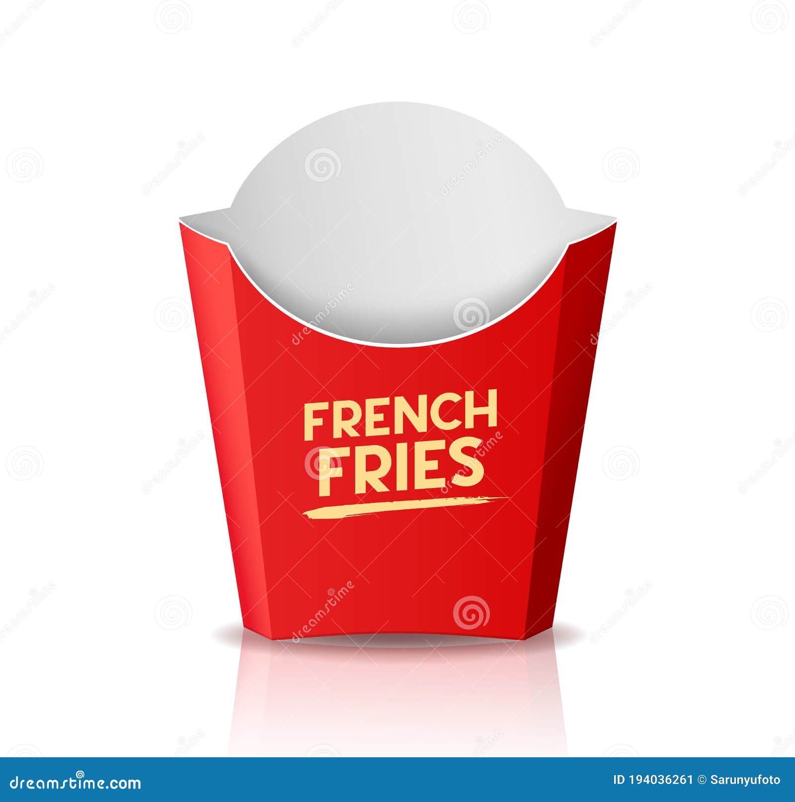 French Fries Packaging Red Box Template Design. Isolated on White ...