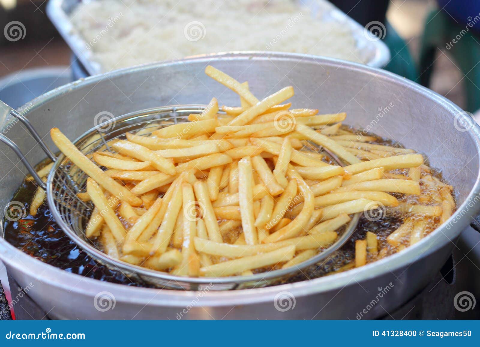 French fries in the pan stock photo. Image of snack, golden - 41328400