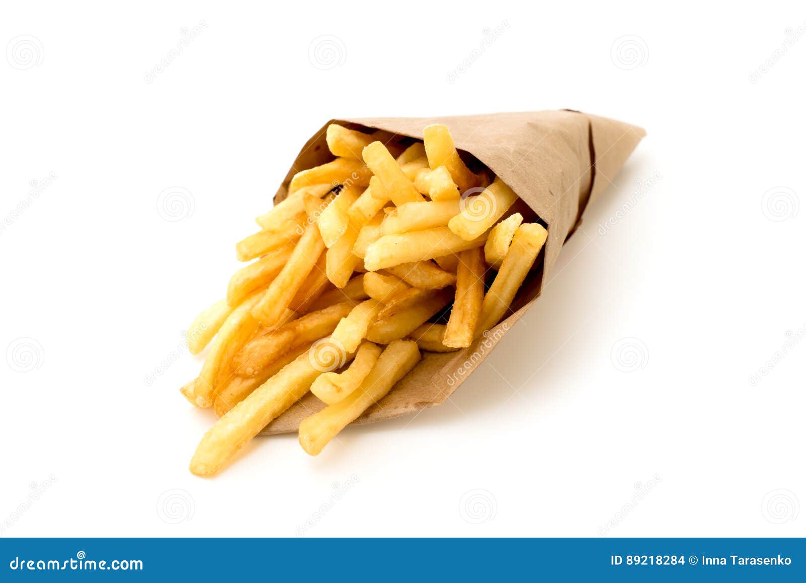 French Fries in a Paper Package on White Stock Photo - Image of dish ...
