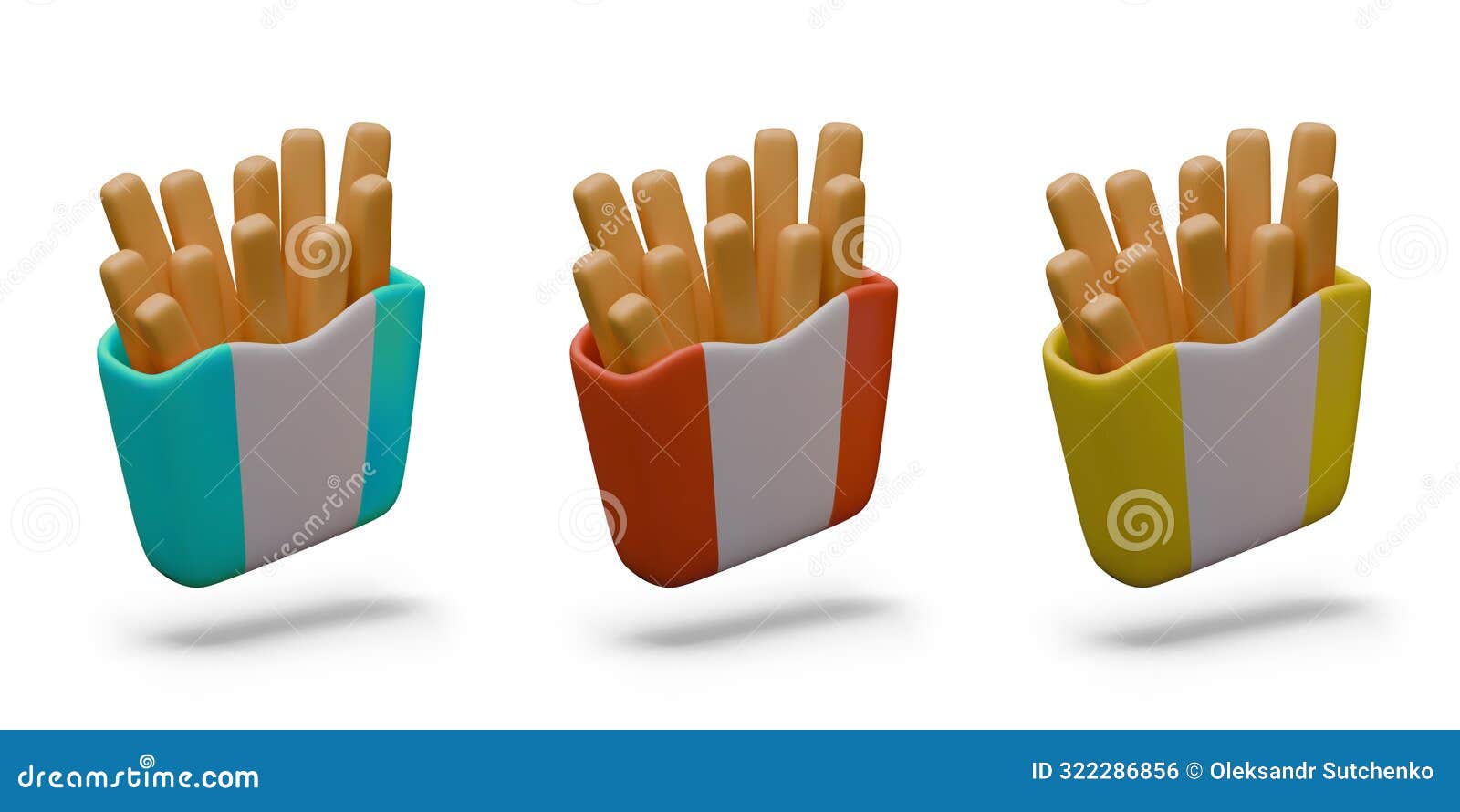 French Fries in Paper Packaging. Set of Vector Realistic Patterns of ...