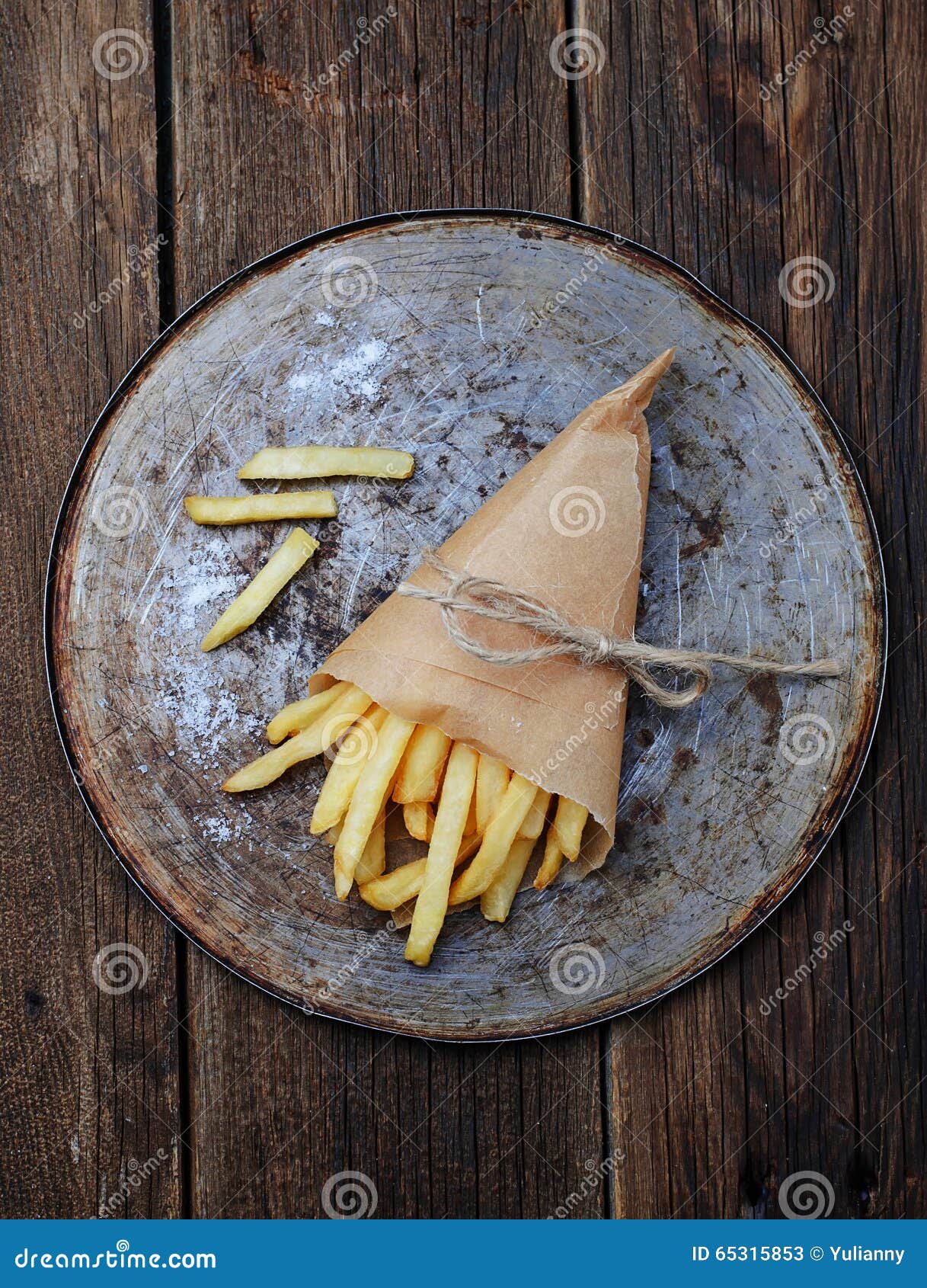 French Fries in Paper Wrapper Stock Image - Image of rustic, fast: 65315853