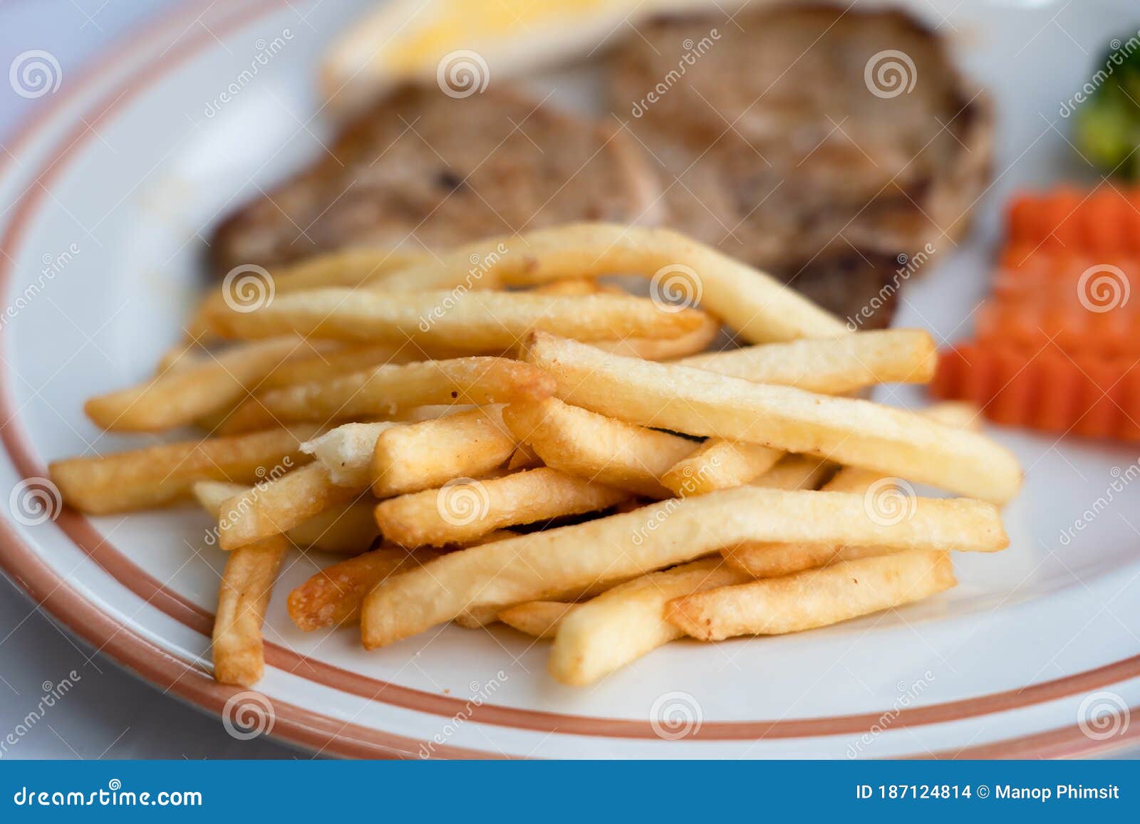 French Fries in a plate stock photo. Image of delicious - 187124814