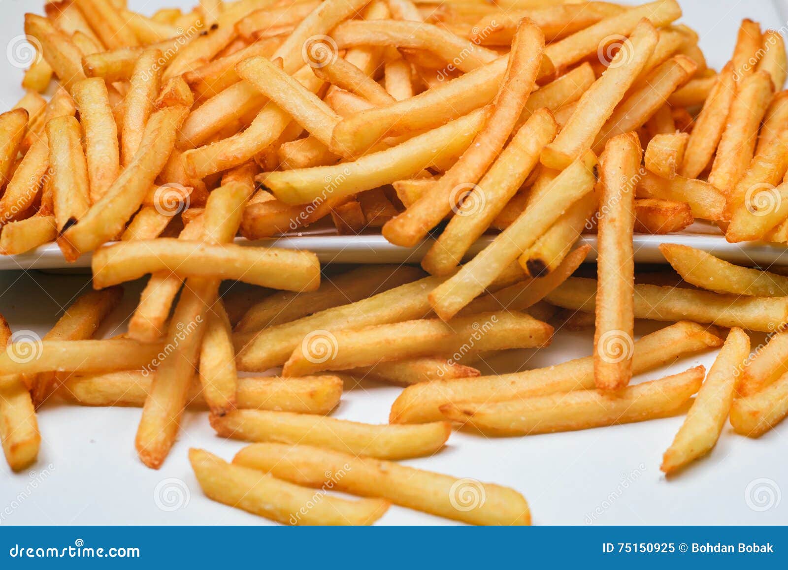 French fries on a plate stock image. Image of plate, fastfood - 75150925