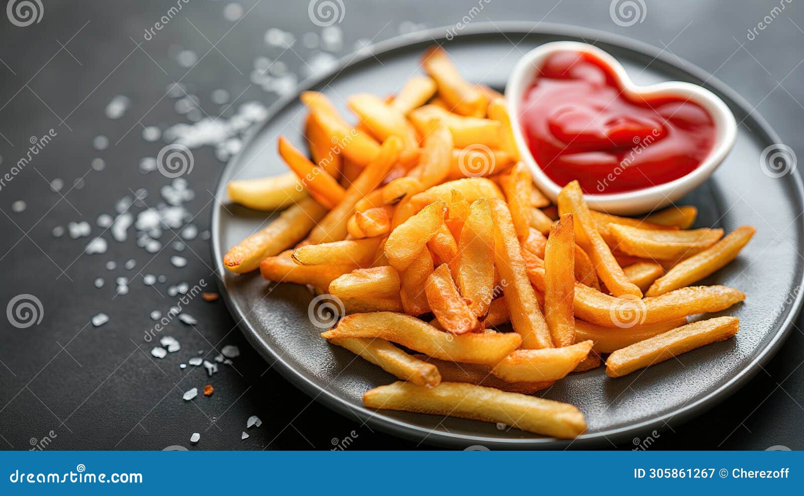 French fries on a plate stock image. Image of concept - 305861267