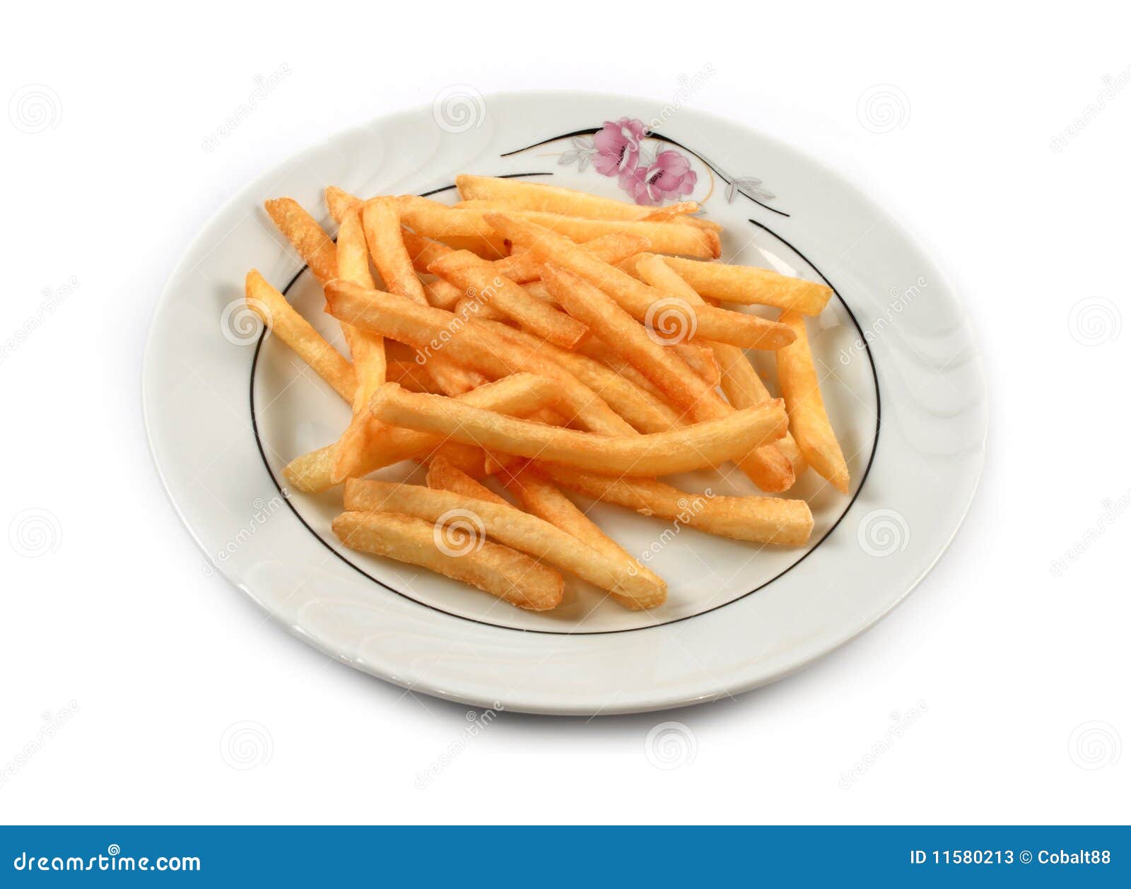 French Fries on a Plate - Isolated Stock Image - Image of ketchup ...