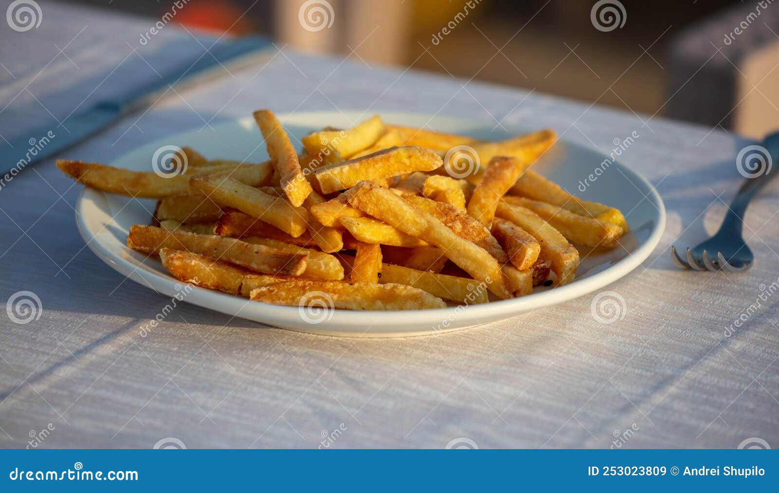 French Fries in a Plate on a Table Stock Image - Image of stick, food ...