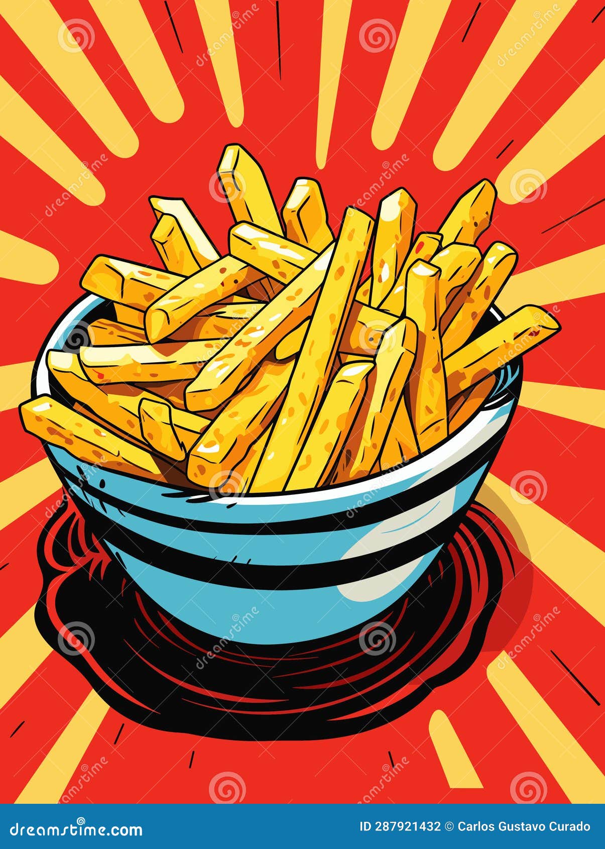 French Fries in Pop Art Style, Vector Illustration Stock Illustration ...