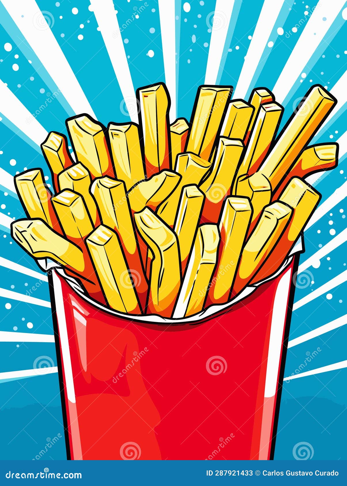 French Fries in Pop Art Style, Vector Illustration Stock Illustration ...