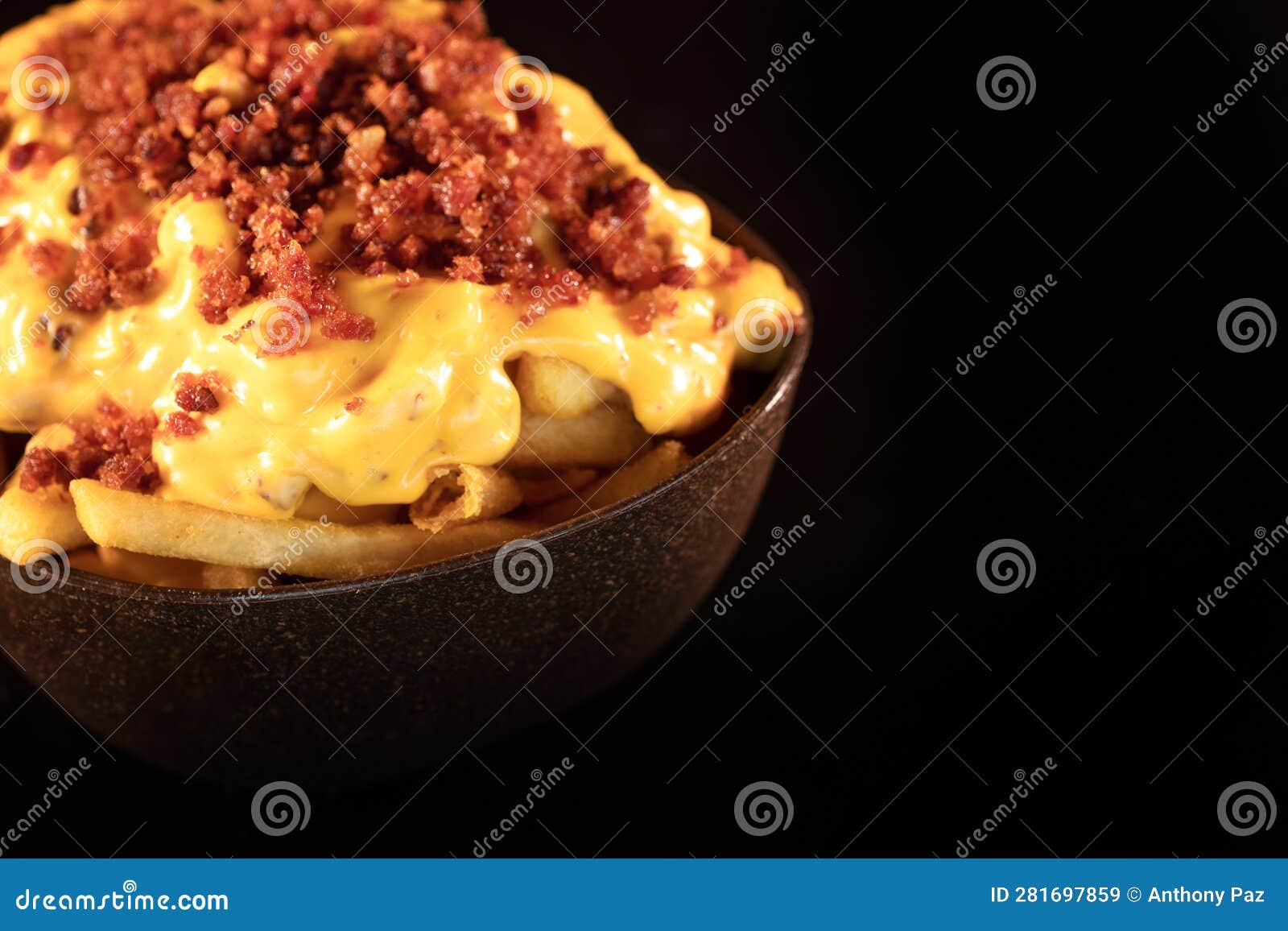 French Fries in Pot on Table in Front of Brick Wall Stock Image - Image ...