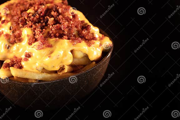 French Fries in Pot on Table in Front of Brick Wall Stock Image - Image ...