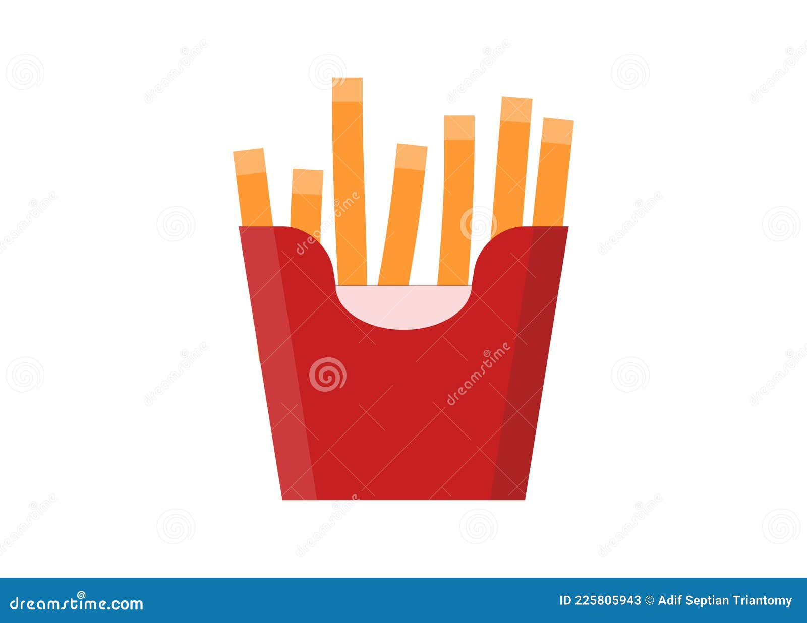 French Fries in Red Box. Simple Flat Illustration. Stock Vector ...