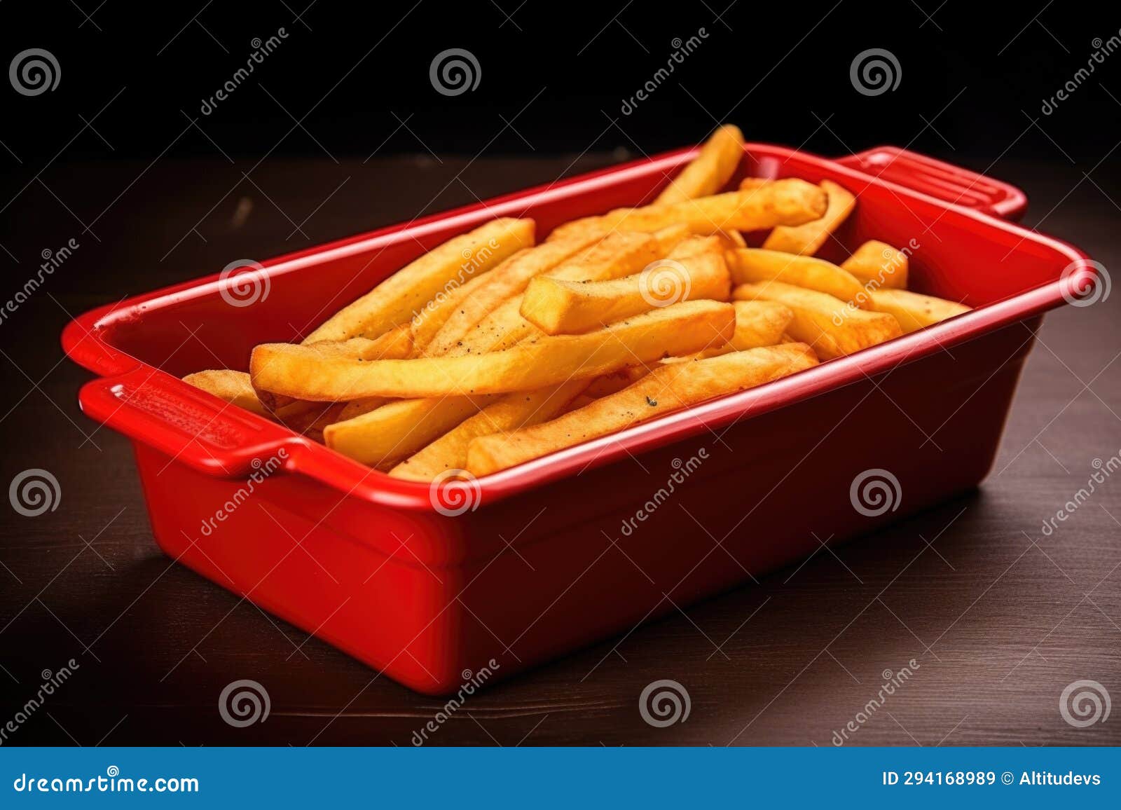 French Fries in Red, Rectangular Container Stock Illustration ...
