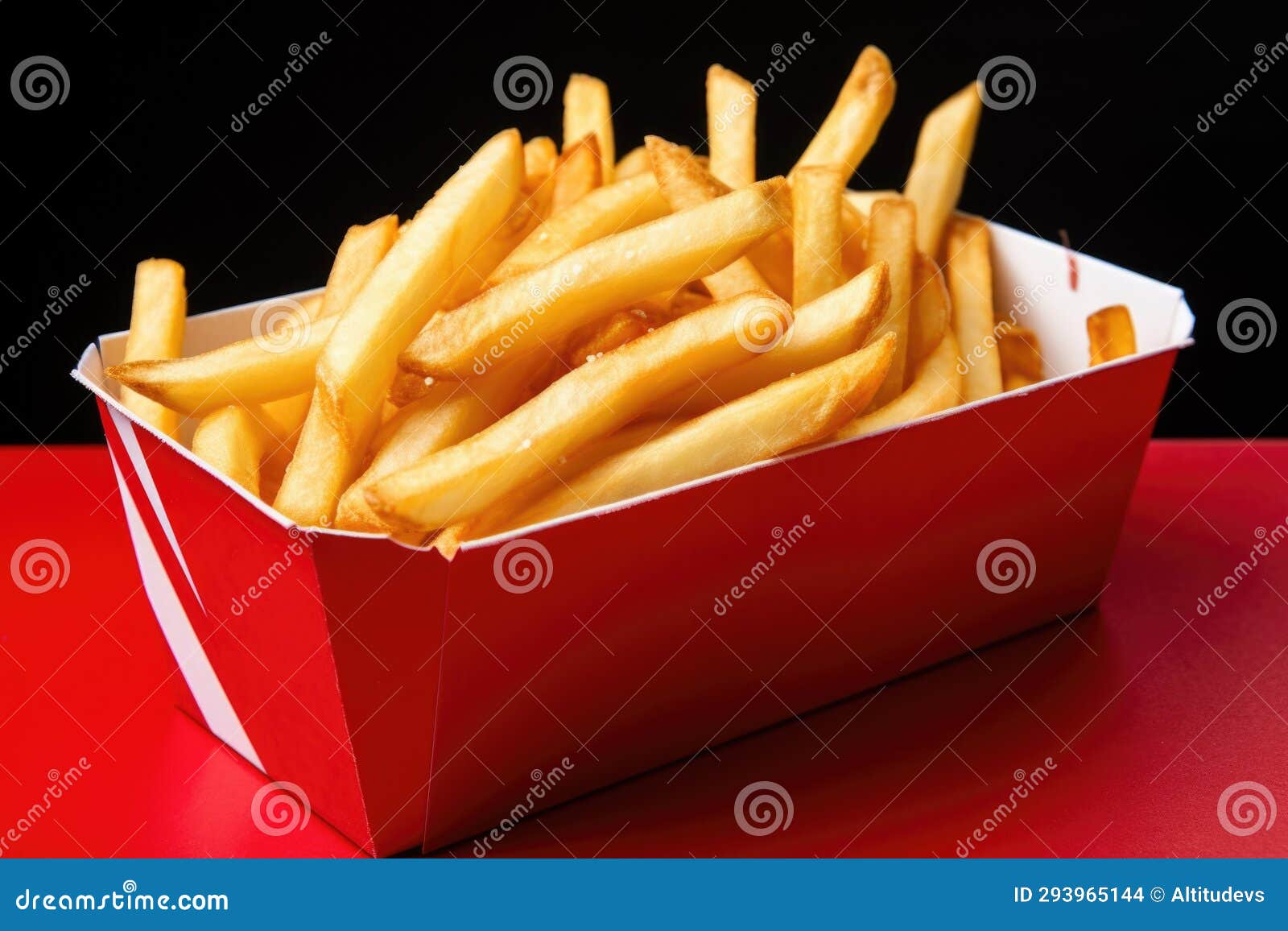 French Fries in a Red Takeaway Box Stock Illustration - Illustration of ...