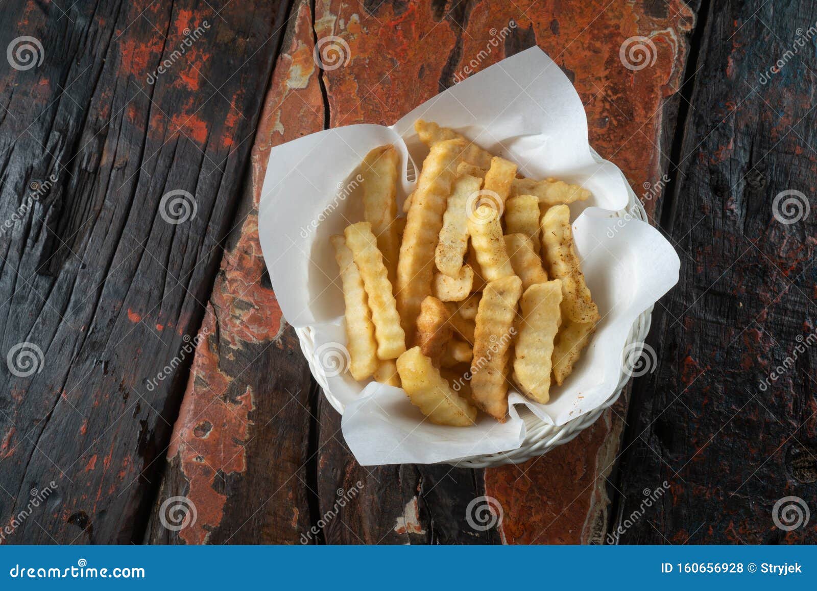 French Fries on Rustic Wooden Table Stock Photo - Image of fries ...
